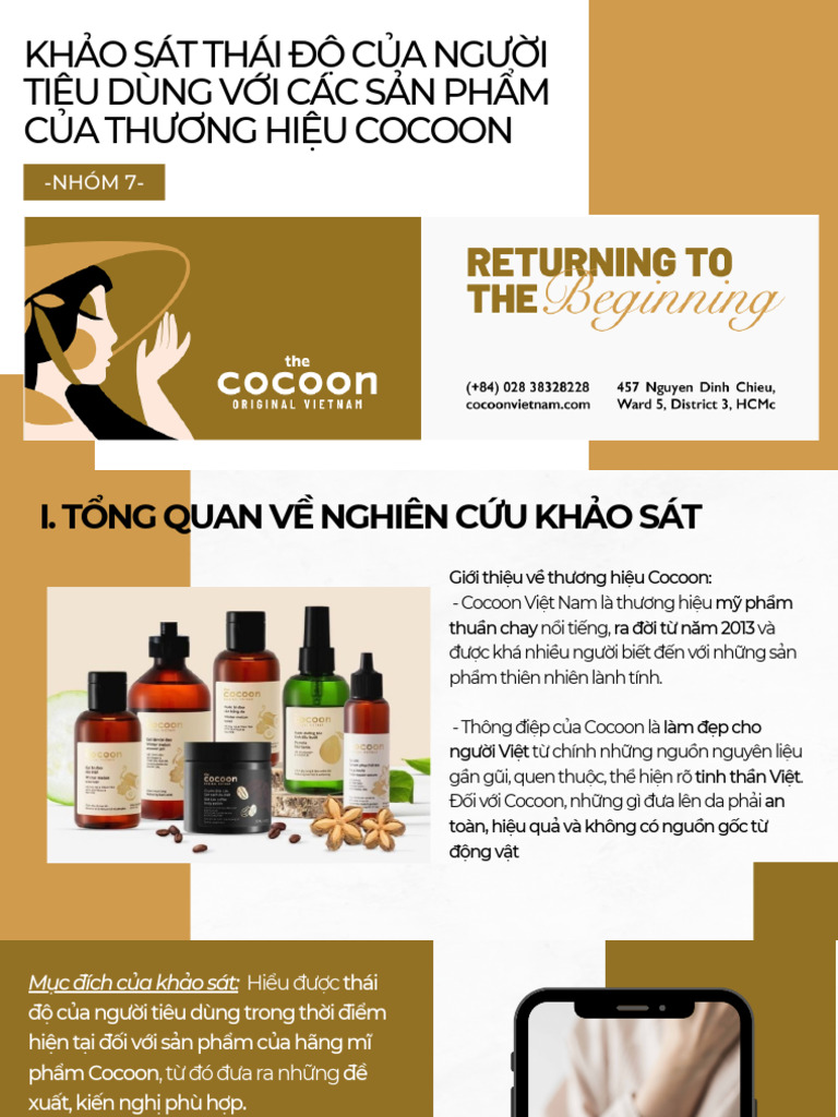 Nhóm 7 - KHẢO SÁT THÁI ĐỘ CỦA NGƯỜI TIÊU DÙNG VỚI CÁC SẢN PHẨM CỦA THƯƠNG HIỆU COCOON | PDF
