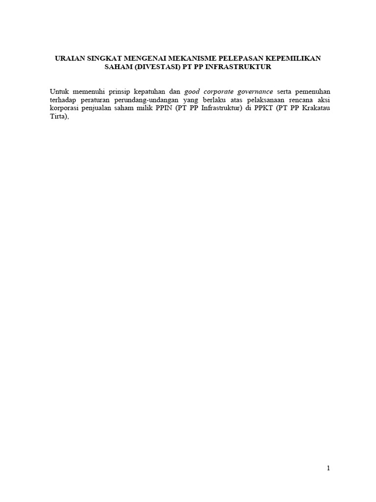 Uraian Singkat Divestasi Ppin Pdf