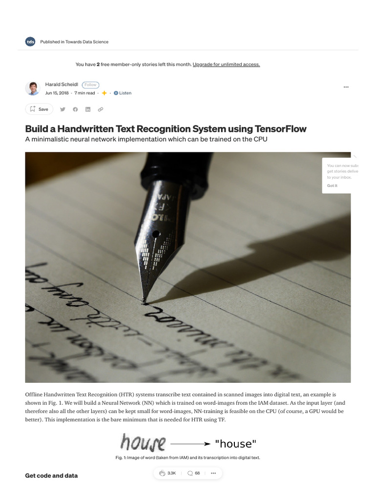Build A Handwritten Text Recognition System Using TensorFlow - by Harald Scheidl - Towards Data ...