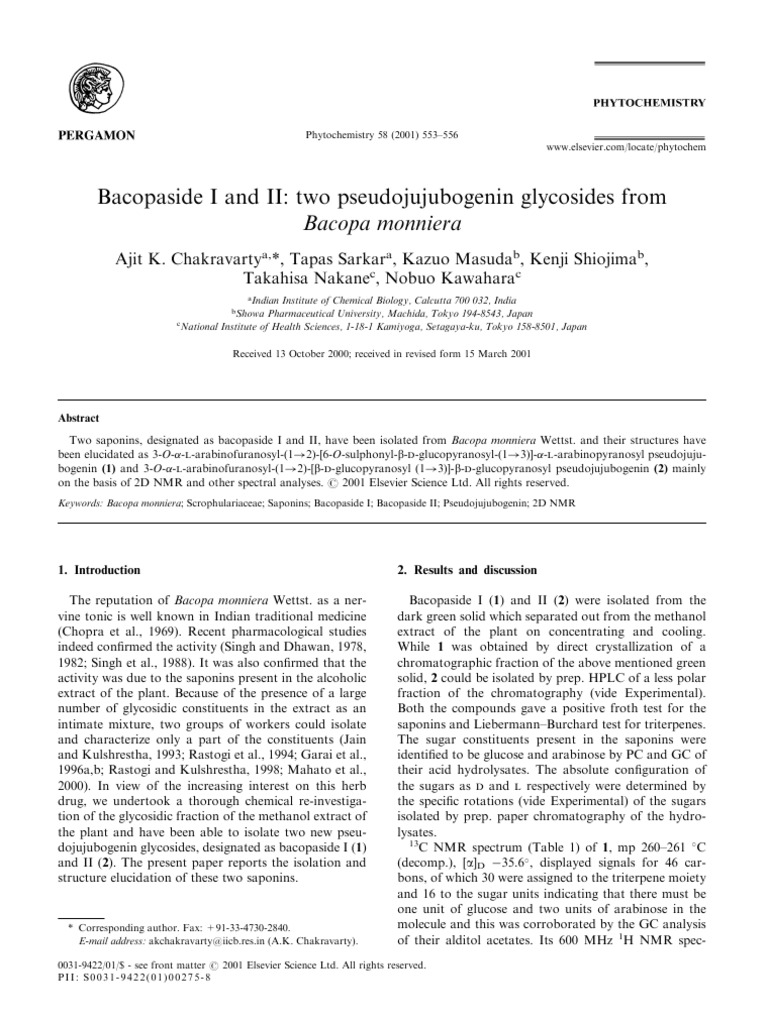 Bacopaside I and II | PDF | Two Dimensional Nuclear Magnetic Resonance ...