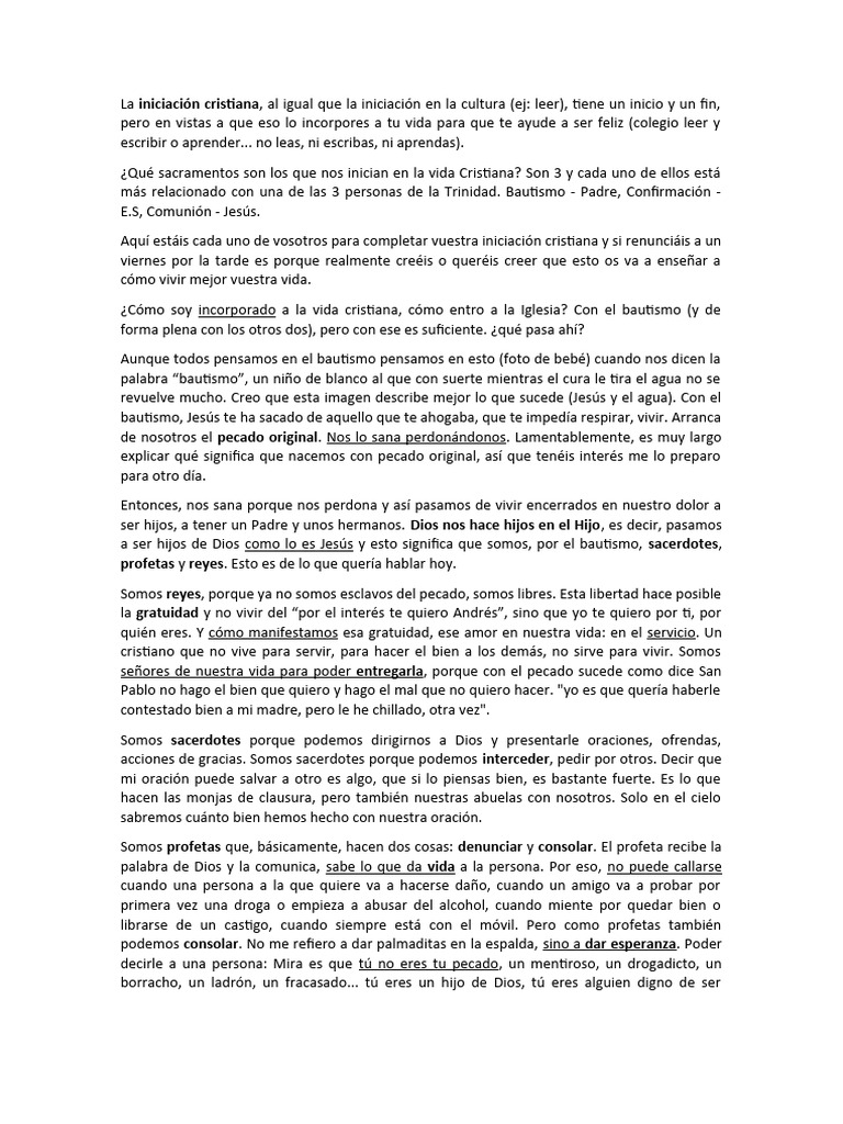 La Iniciación Cristiana - Sacerdotes, Profetas y Reyes | PDF | Bautismo ...