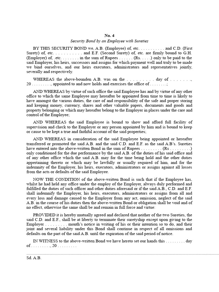 Form_04 bond | PDF | Surety | Indemnity