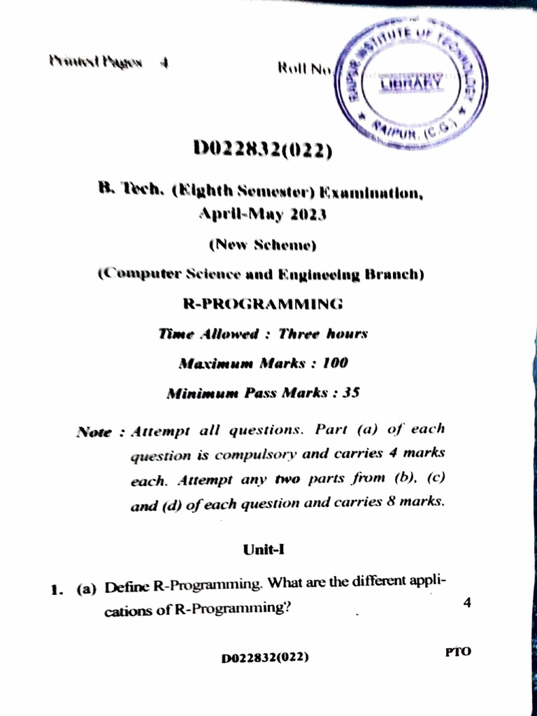 2023 R Programming Apr May (AICTE) | PDF | R (Programming Language) | Function (Mathematics)