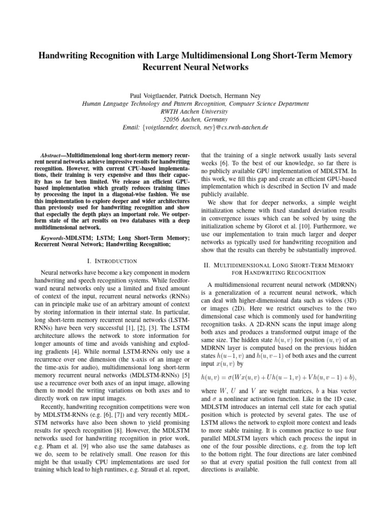 Handwriting Recognition With Large Multidimensional Long Short-Term Memory Recurrent Neural ...