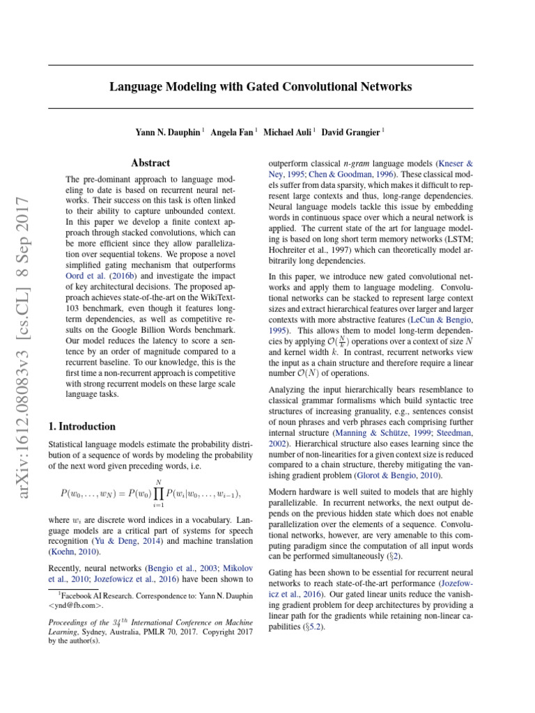 Language Modeling With Gated Convolutional Networks | PDF | Artificial Neural Network | Applied ...