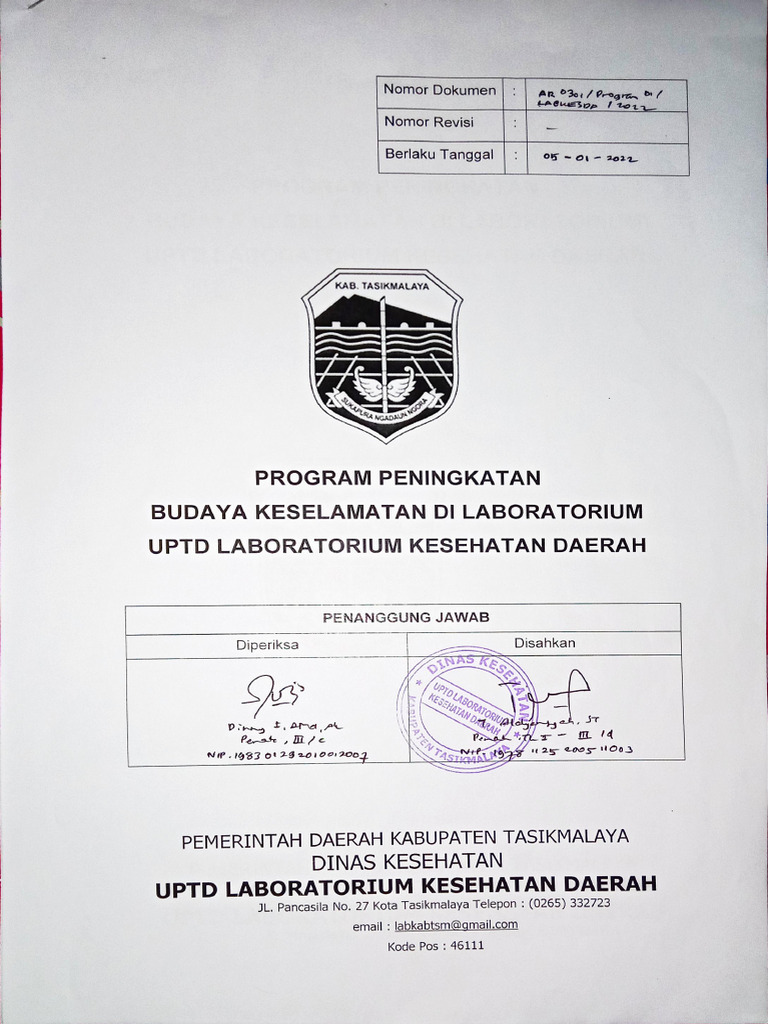 Pedoman Program Peningkatan Budaya Keselamatan Laboratorium | PDF