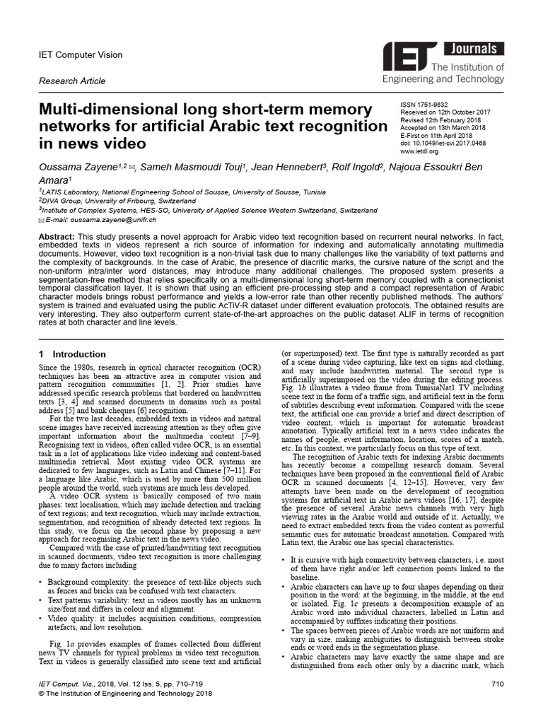 Multi-Dimensional LSTM | PDF | Optical Character Recognition | Cybernetics