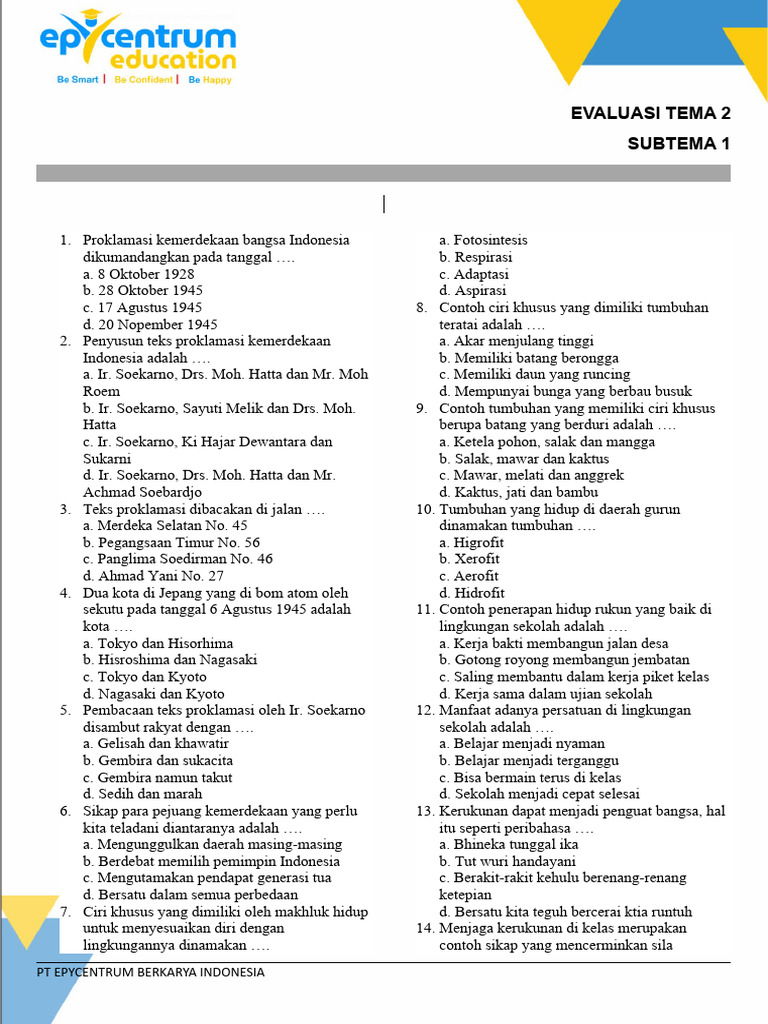 Kelas 6 Tema 2 Subtema 1 | PDF | Perjalanan