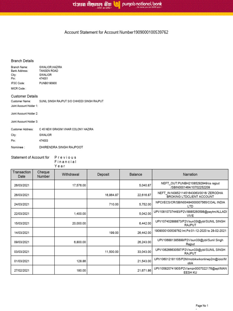 pnb statement anoo | PDF