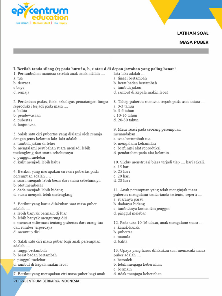 Soal Pubertas untuk Remaja | PDF