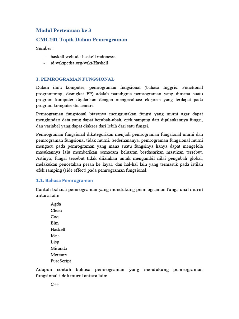 Pemrograman Fungsional Haskell | PDF