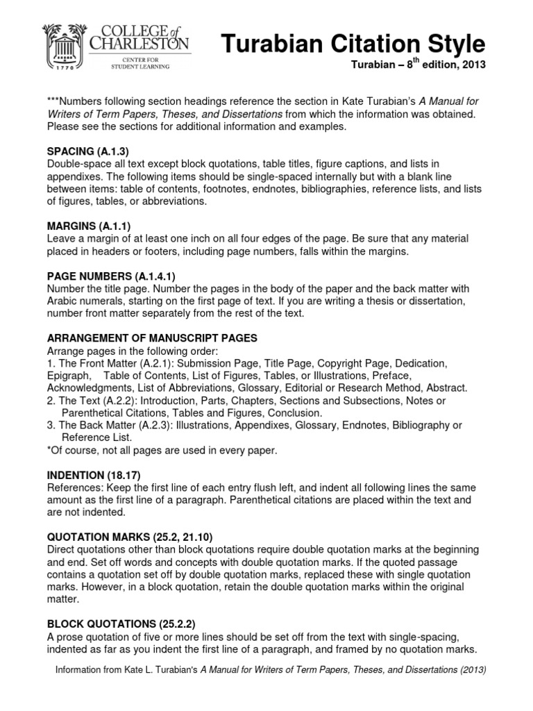 +Turabian 2013 edition | PDF | Note (Typography) | Paragraph