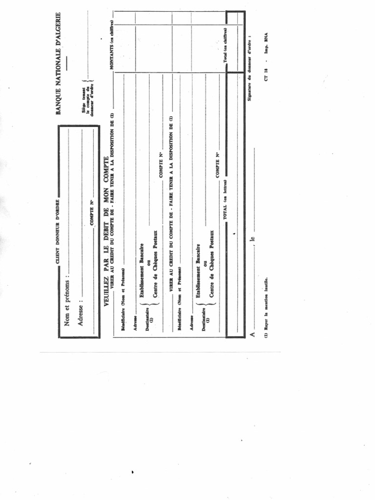 Ordre de Virement Bna | PDF
