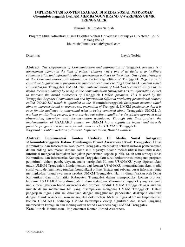 Jurnal - Kurnia - Implementasi Konten Usahaku Di Media Sosial Instagram ...