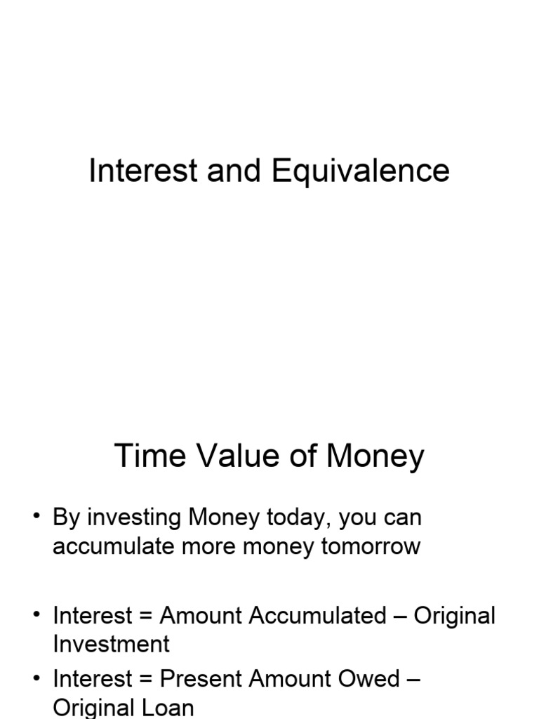 1. Interest and Equivalence | PDF | Interest | Present Value