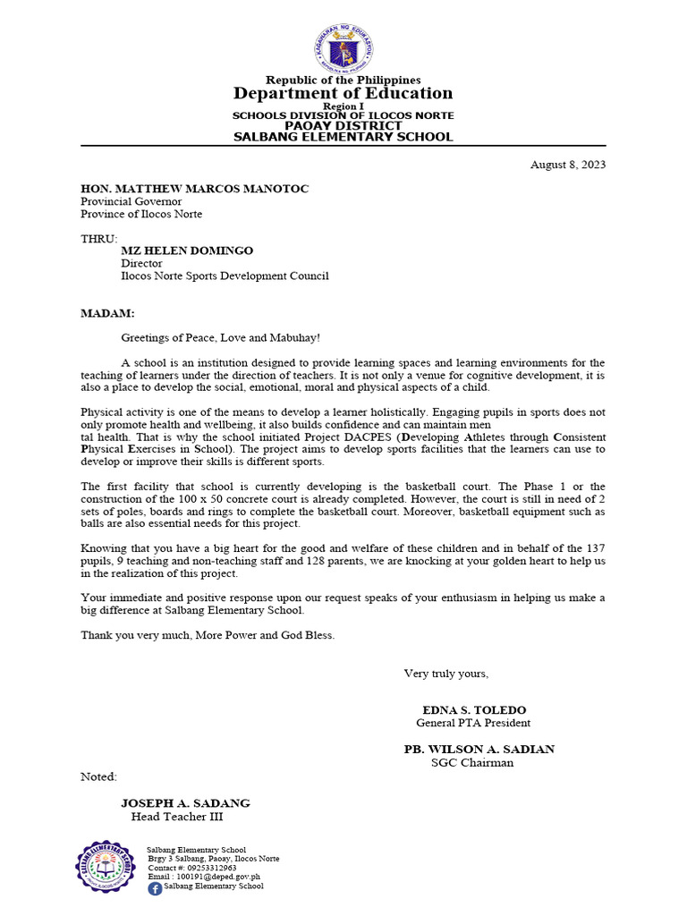 solicitation-letter-Basketball-Court | PDF | Learning | Behavior Modification