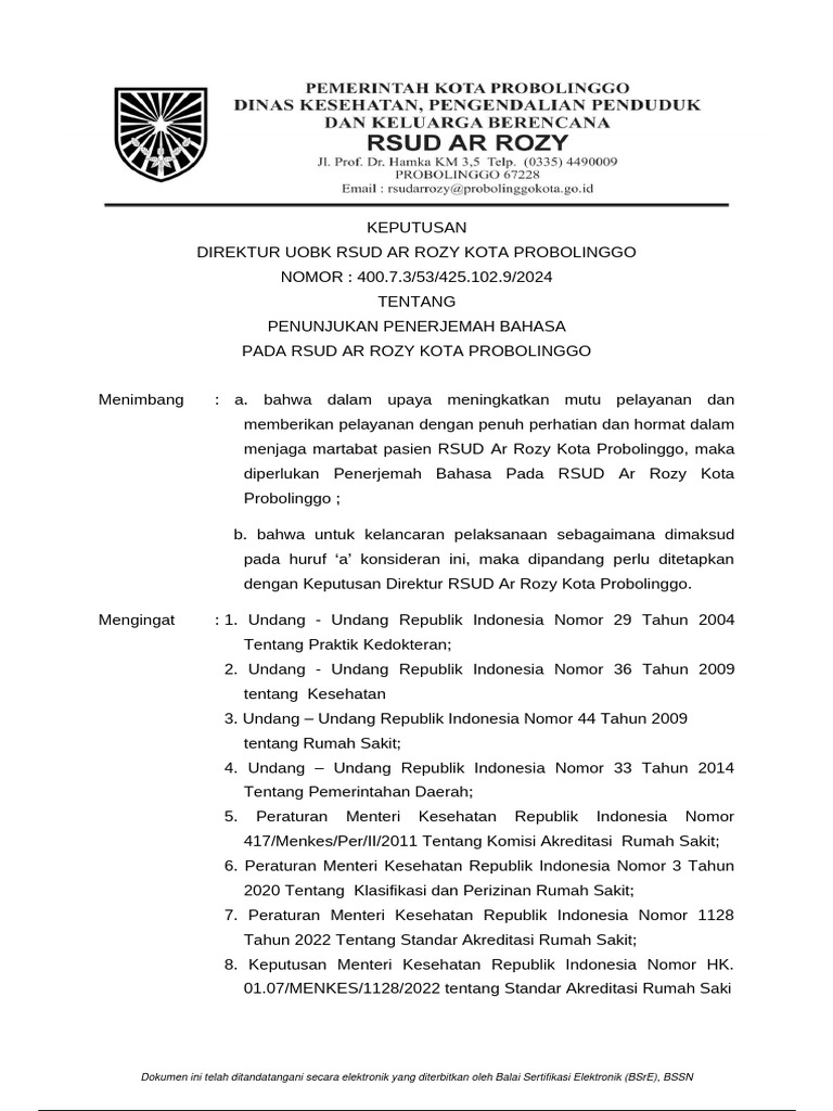 SK Penerjemah Bahasa Tte | PDF