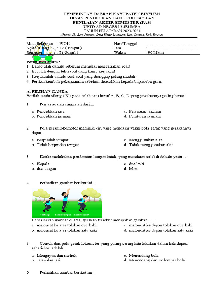 Contoh Soal Kumer Pjok SD | PDF