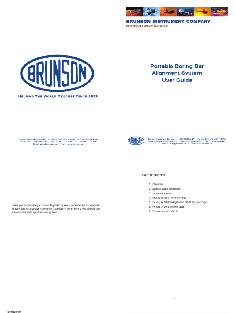 Pdf-Brunson Portable Boring Bar Alignment System User Guide | PDF ...