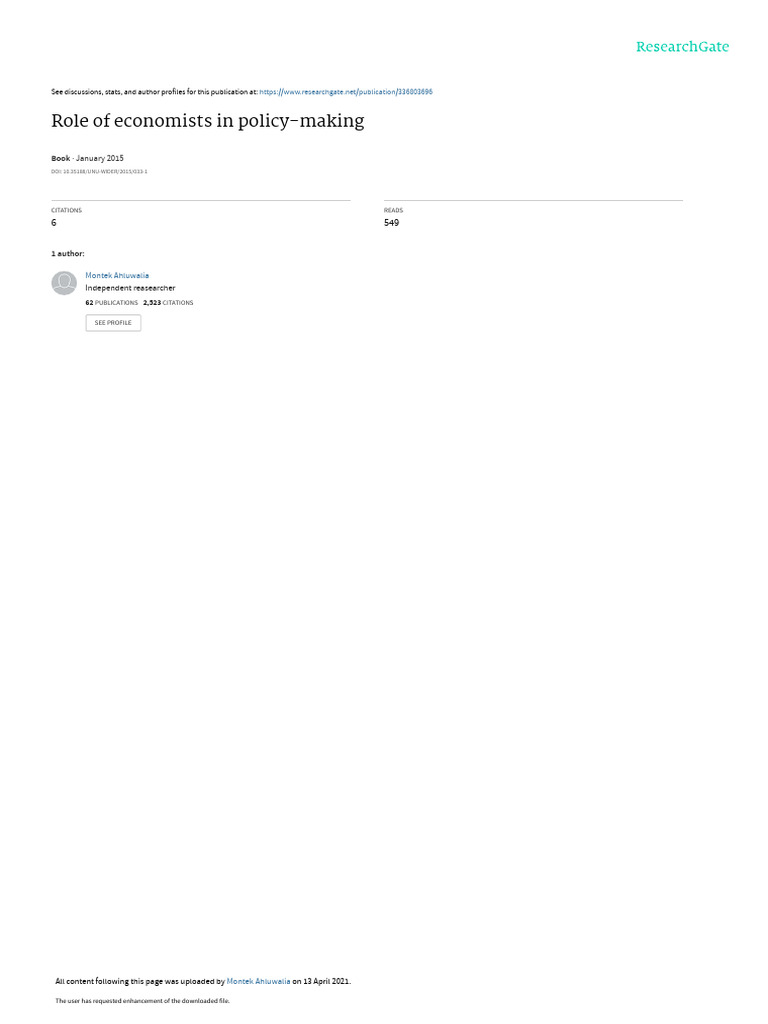 Role of Economists in Policy-Making | PDF | Fiscal Policy | Government ...