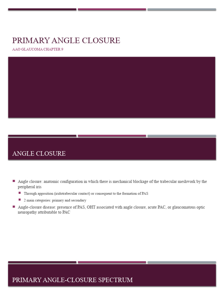 Primary Angle Closure | PDF | Glaucoma | Medical Specialties