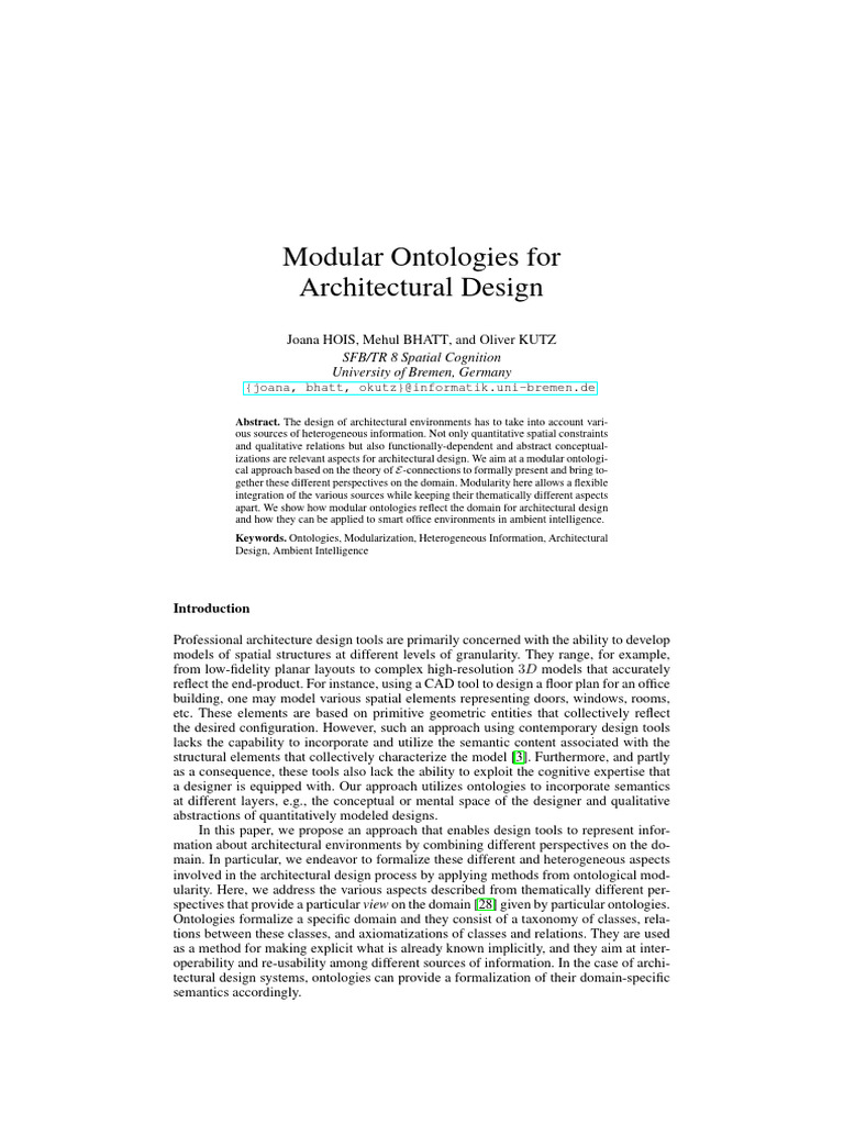 Modular Ontologies For Architectural Design | PDF | Modularity | Concept