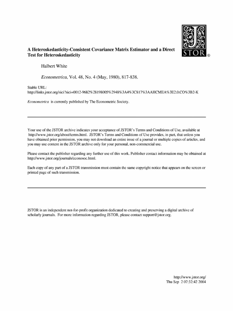 A Heteroskedasticity-Consistent Covariance Matrix Estimator and A ...