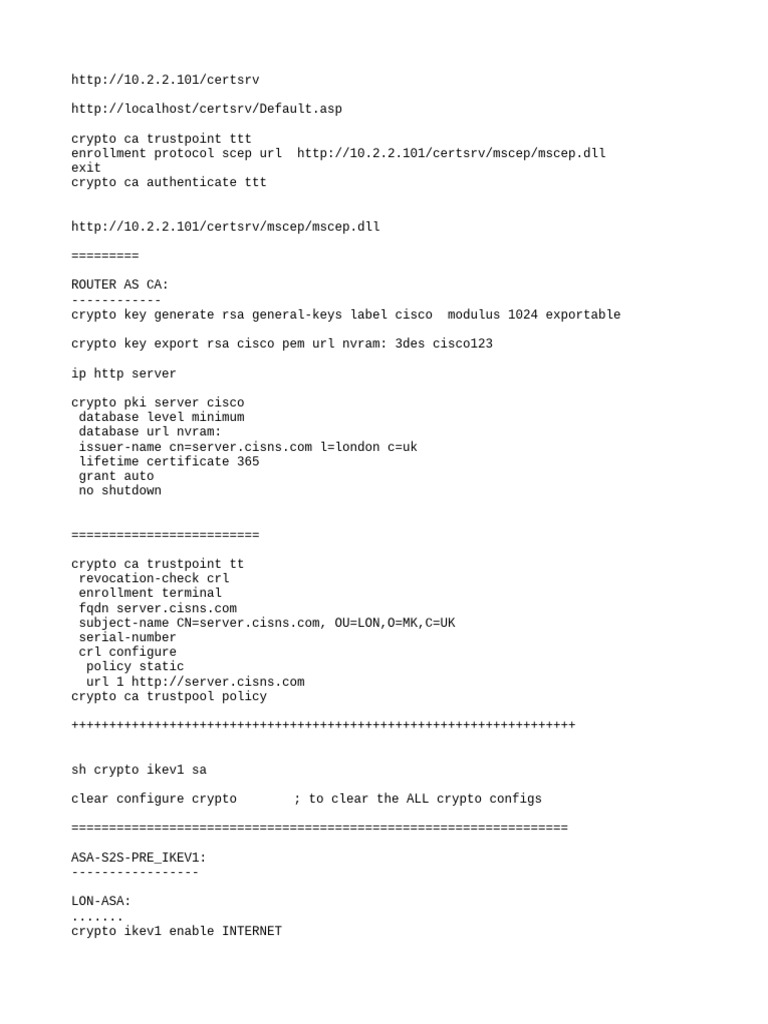 KL Asa VPN&Cert Configs 280622 | PDF | Transport Layer Security | Networking