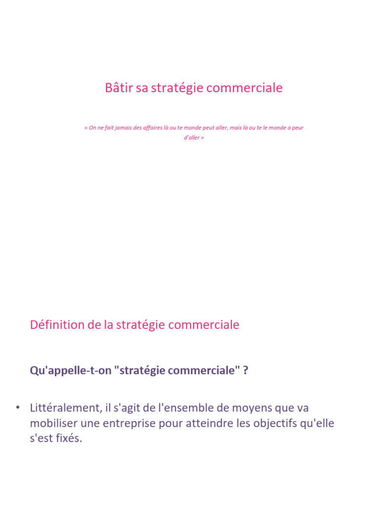 Stratégie Commerciale : Définition et Plan | PDF | Stratégie marketing ...