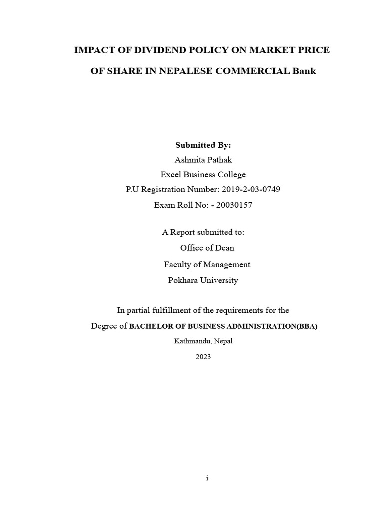 Project Report of Dividend | Download Free PDF | Dividend | Stocks