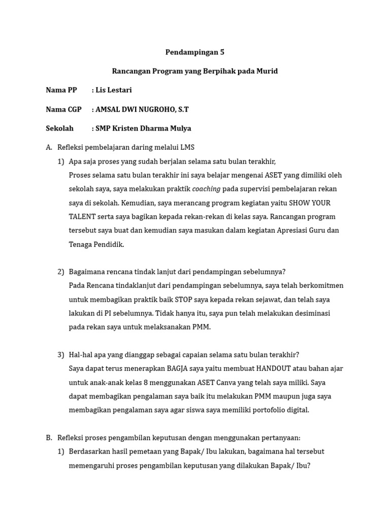 AMSAL - Instrumen Pendampingan 5 | PDF