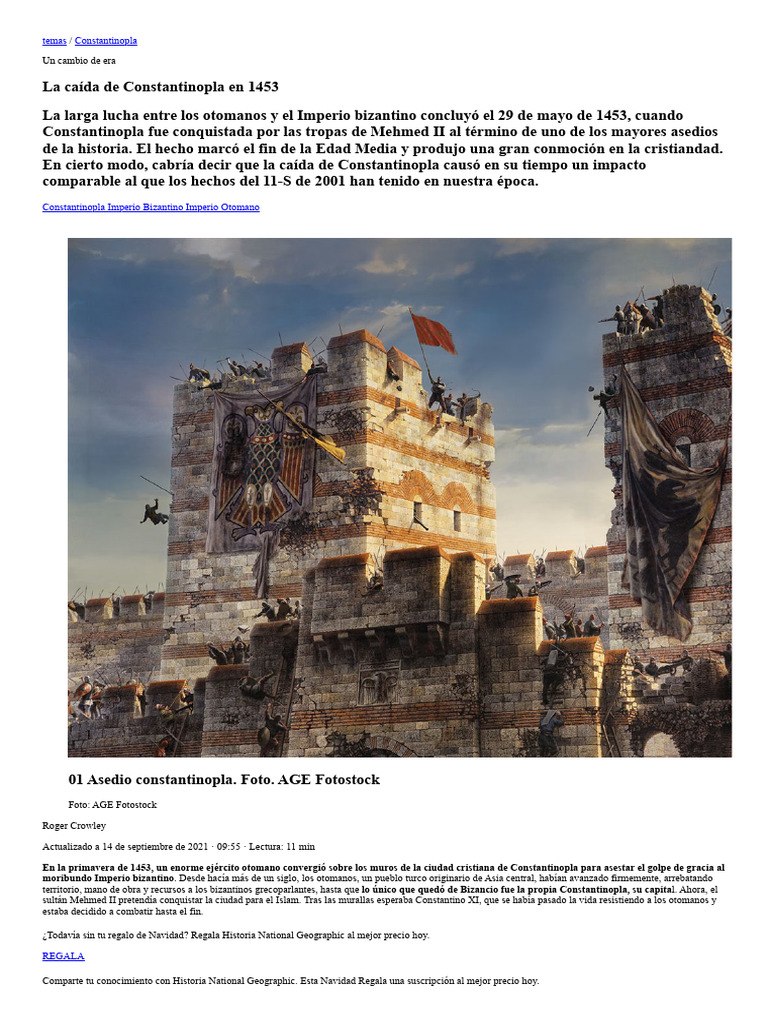La caída de Constantinopla en 1453 | PDF | imperio Bizantino | imperio Otomano