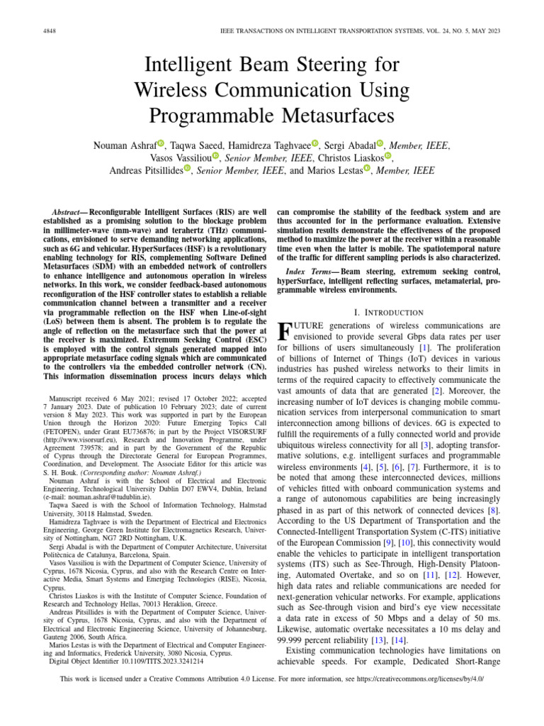 Intelligent Beam Steering For Wireless Communication Using Programmable ...