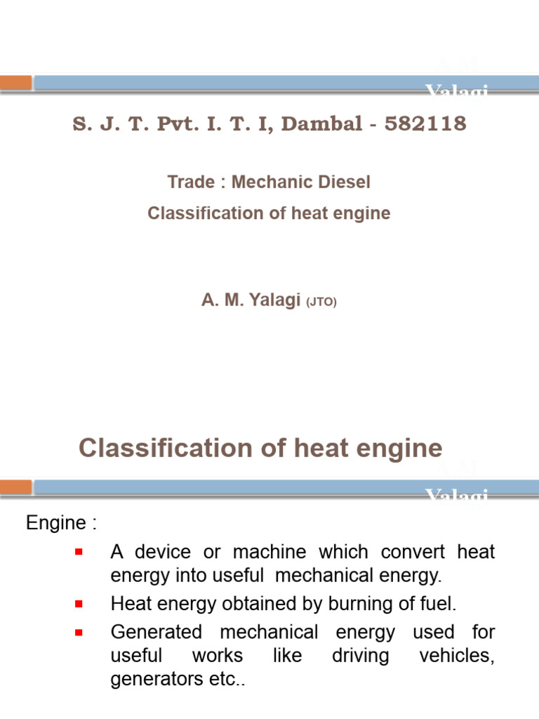 1 Classification of Engines | PDF | Internal Combustion Engine | Engines