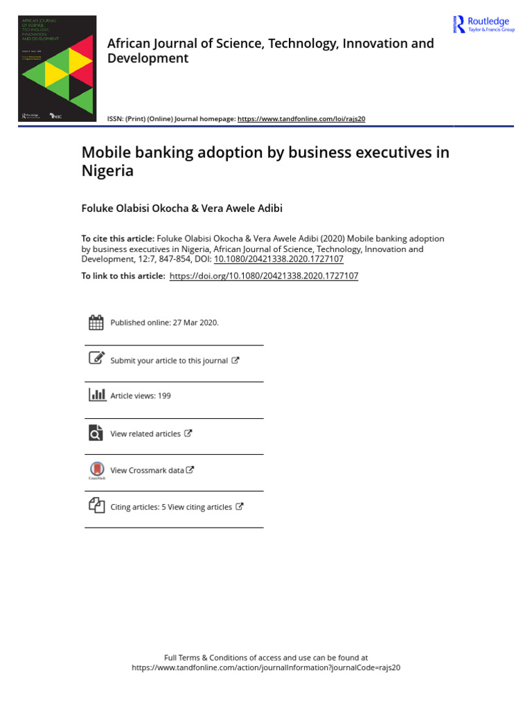 Mobile Banking Adoption by Business Executives in Nigeria | PDF | Errors And Residuals ...
