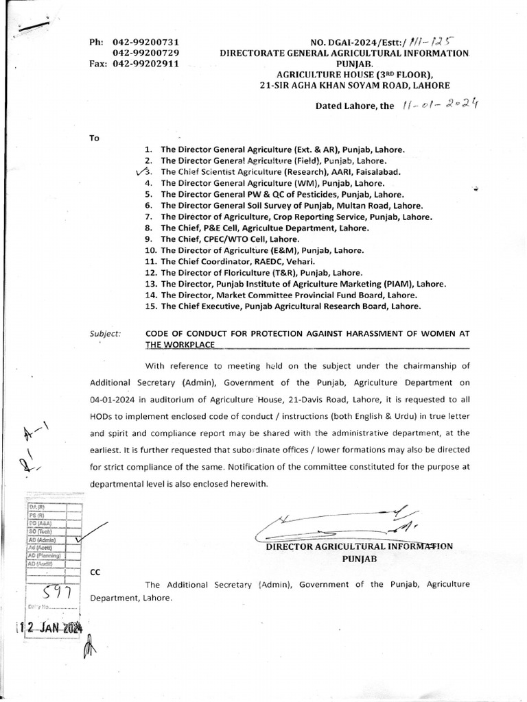 Code of Conduct for Protection Against Harassment of Women at the ...