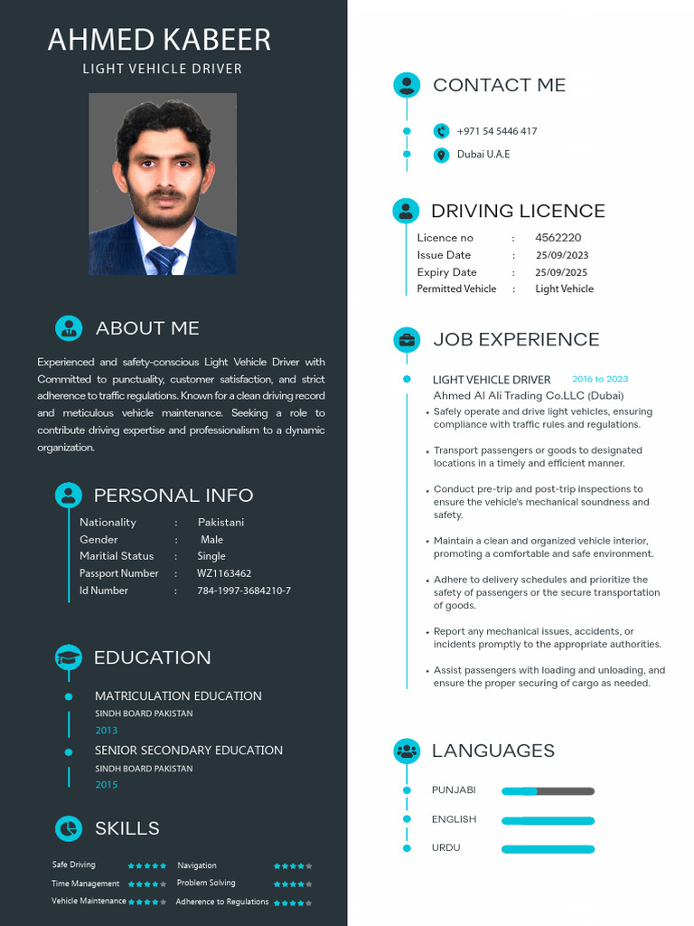 Ahmed Kabeer Resume | PDF | Vehicles | Transport
