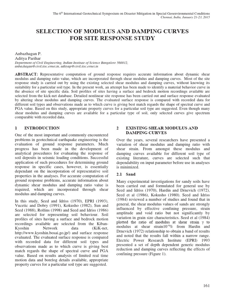 Selection of Modulus and Damping | PDF | Shear Stress | Soil
