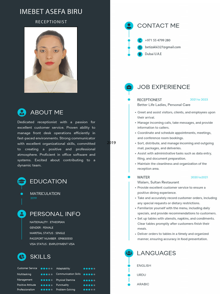 Imebet Asefa Biru Resume | PDF | Business