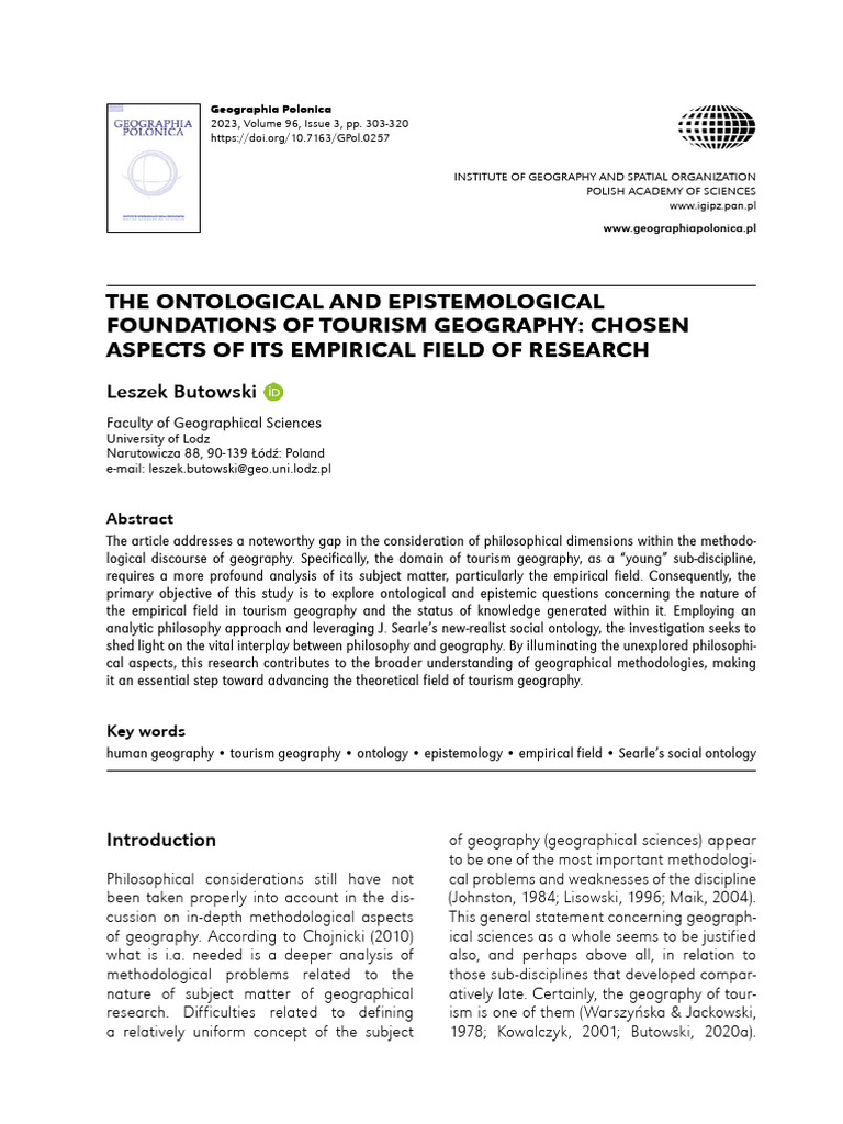 Butowski, L. (2023). The ontological and epistemological foundations of ...