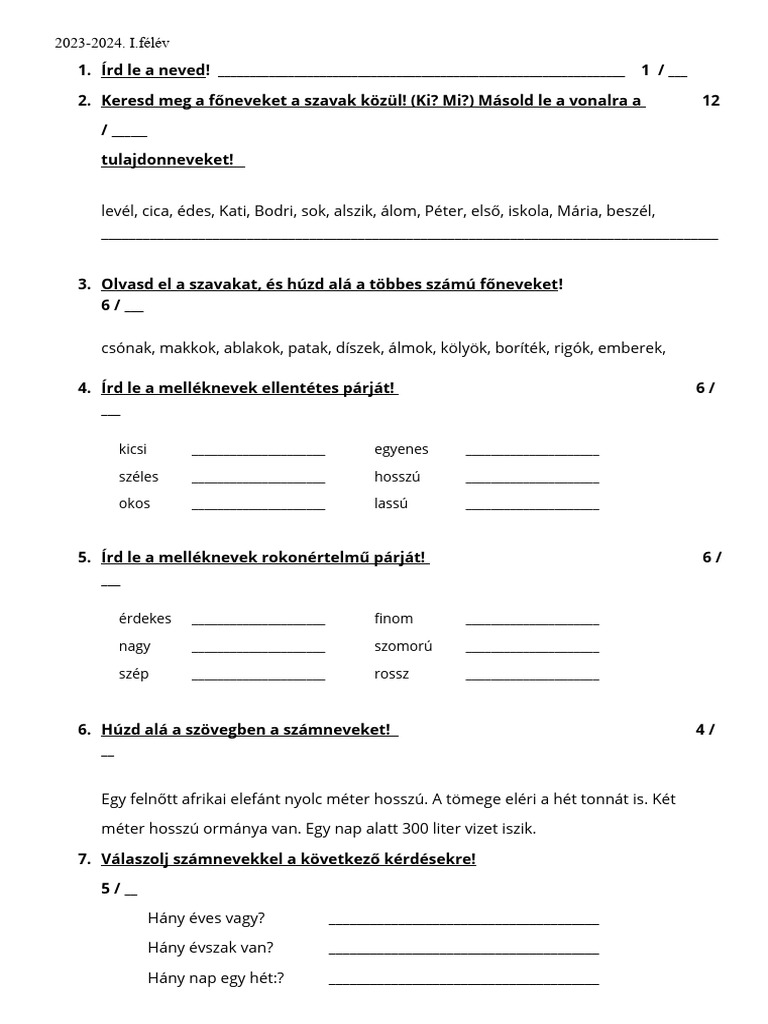 Magyar Nyelv-Feladat | PDF