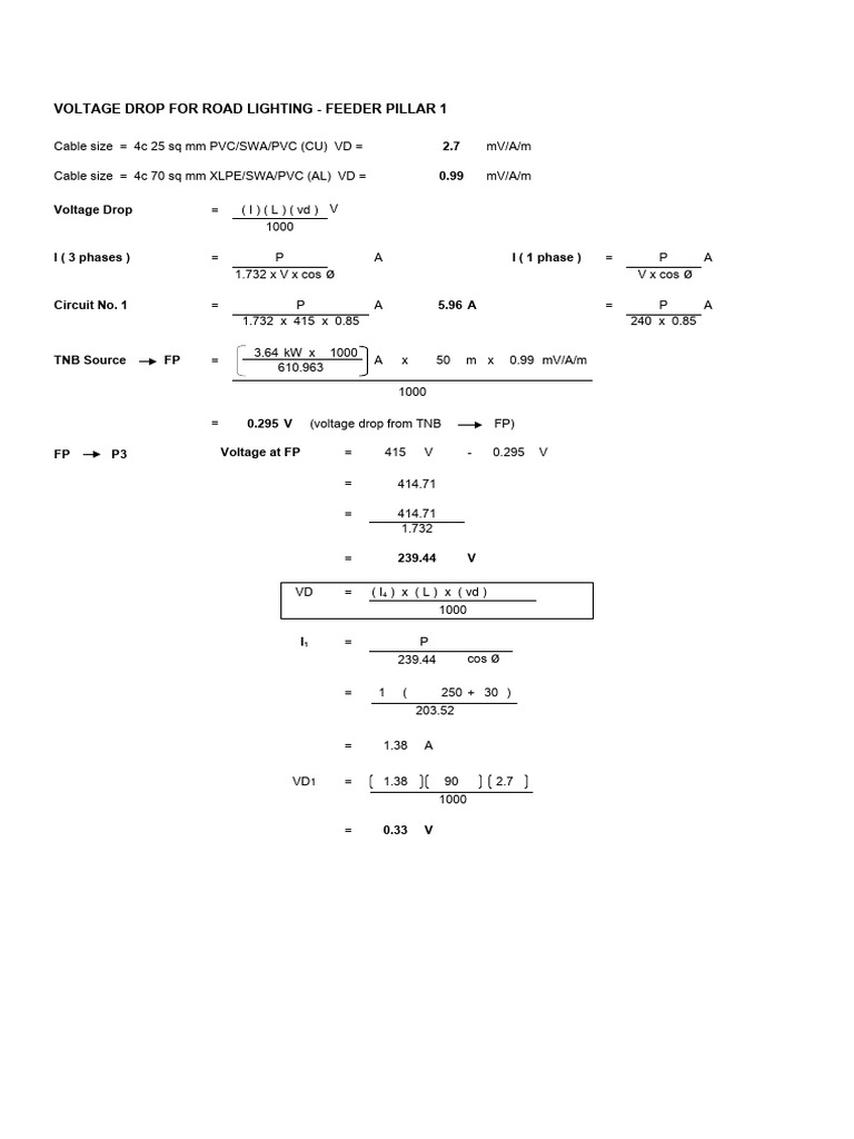 Voltage Drop Analysis for Road Lighting | PDF | Materials Science ...