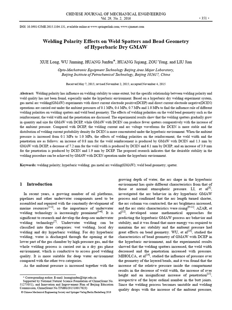 Welding Polarity Effects On Weld Spatters and Bead Geometry of ...