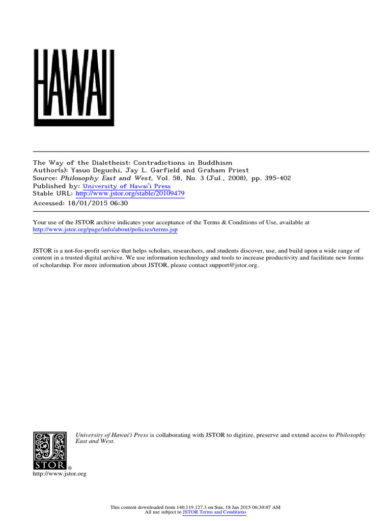 （語言哲學）1The Way of the Dialetheist Contradictions in Buddhism by Yasuo ...