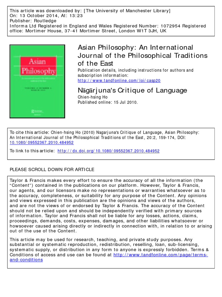 Nagarjuna's Critique of Language | PDF | Śūnyatā | Truth