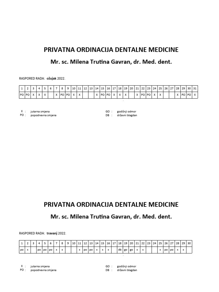 Raspored Rada Svibanj 2023 | PDF