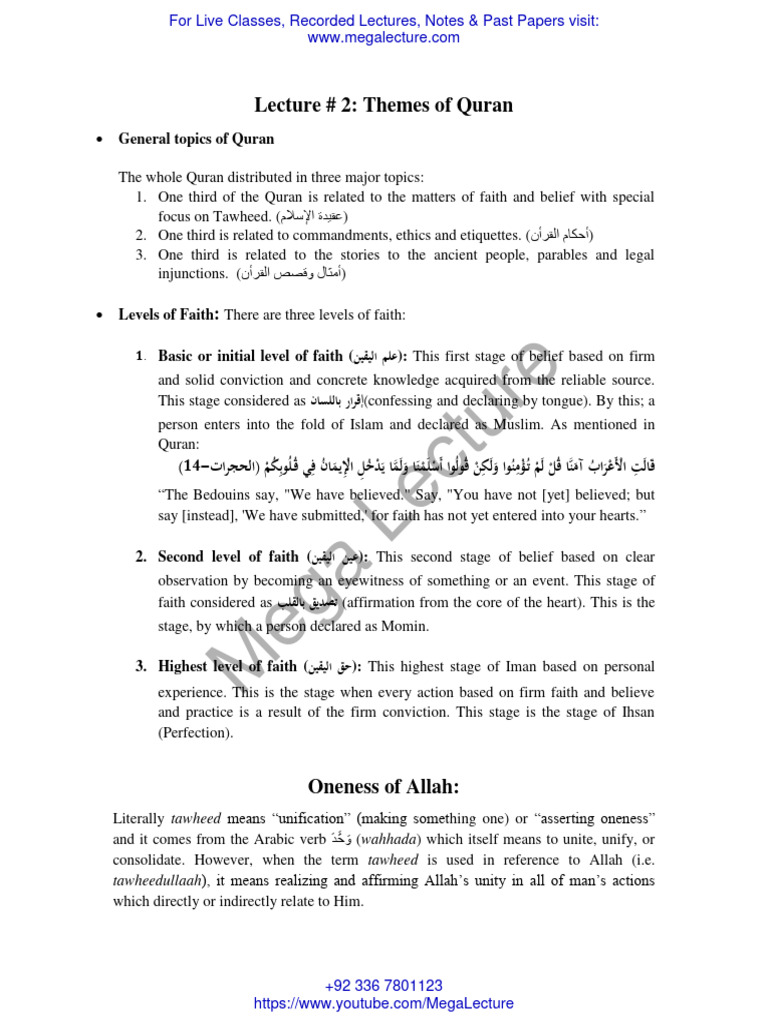 1.7.themes of Quran Discussion of Faith | Download Free PDF | Prophets ...