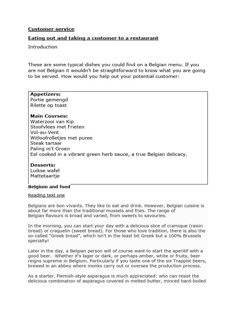 Customer Service Eating Out and Taking A Customer To A Restaurant | PDF