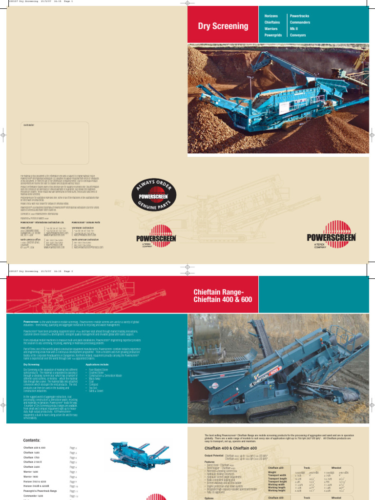 Powerscreen 120R | PDF | Construction Aggregate | Mining