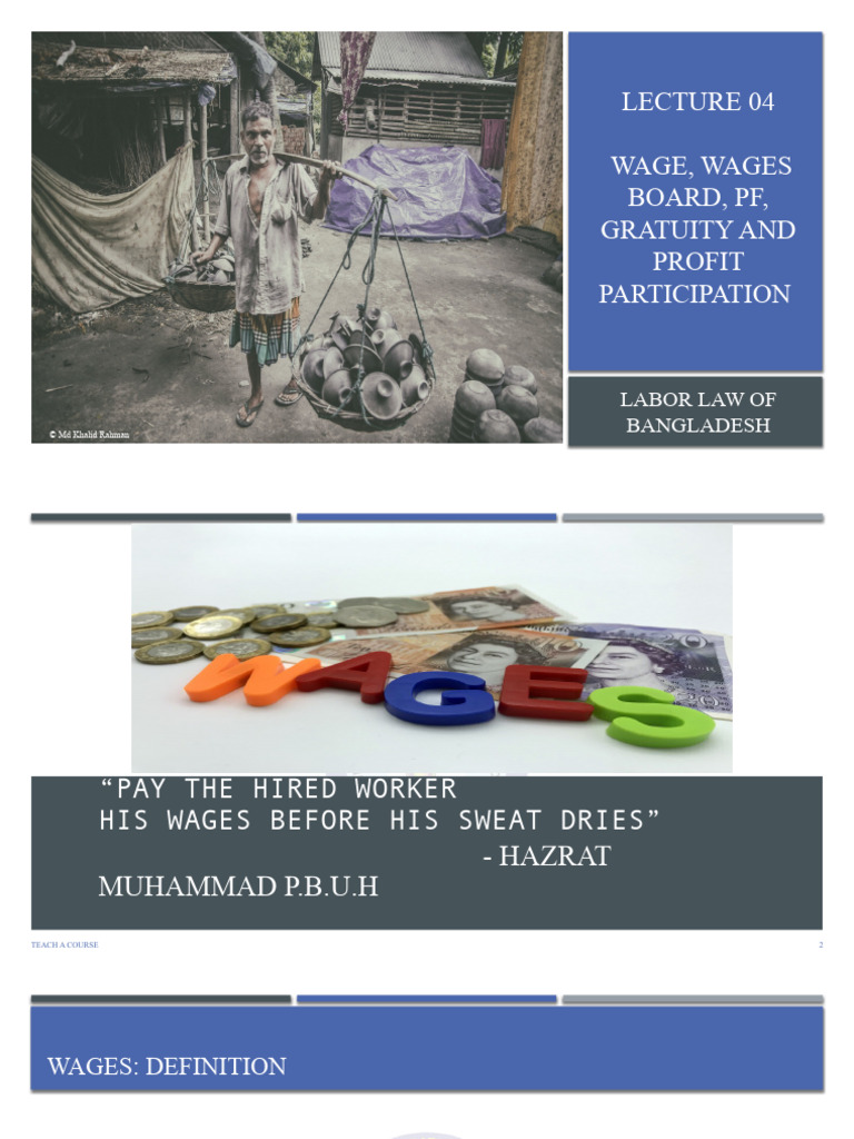 Lecture 04 - Wage, Wages Board, PF, Gratuity and Profit Participation | PDF | Cost Of Living ...
